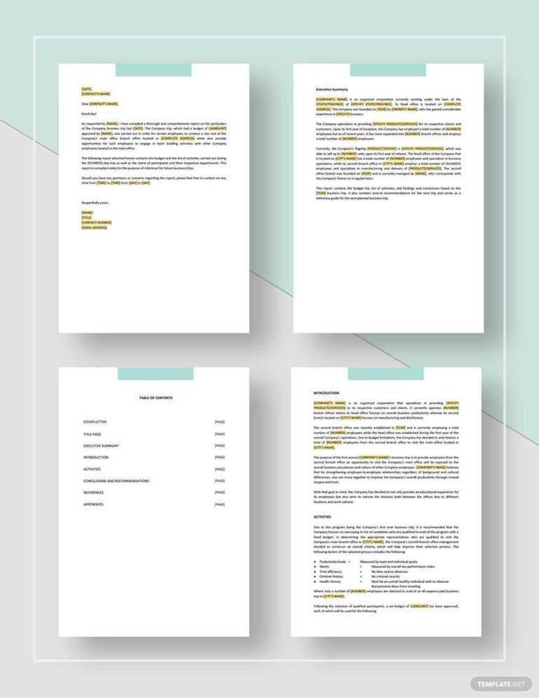 Simple Business Trip Report Template – Google Docs, Word, Apple In ...