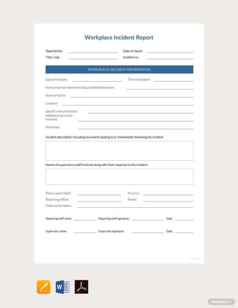 Simple Workplace Incident Report Template – Google Docs, Word In Health ...