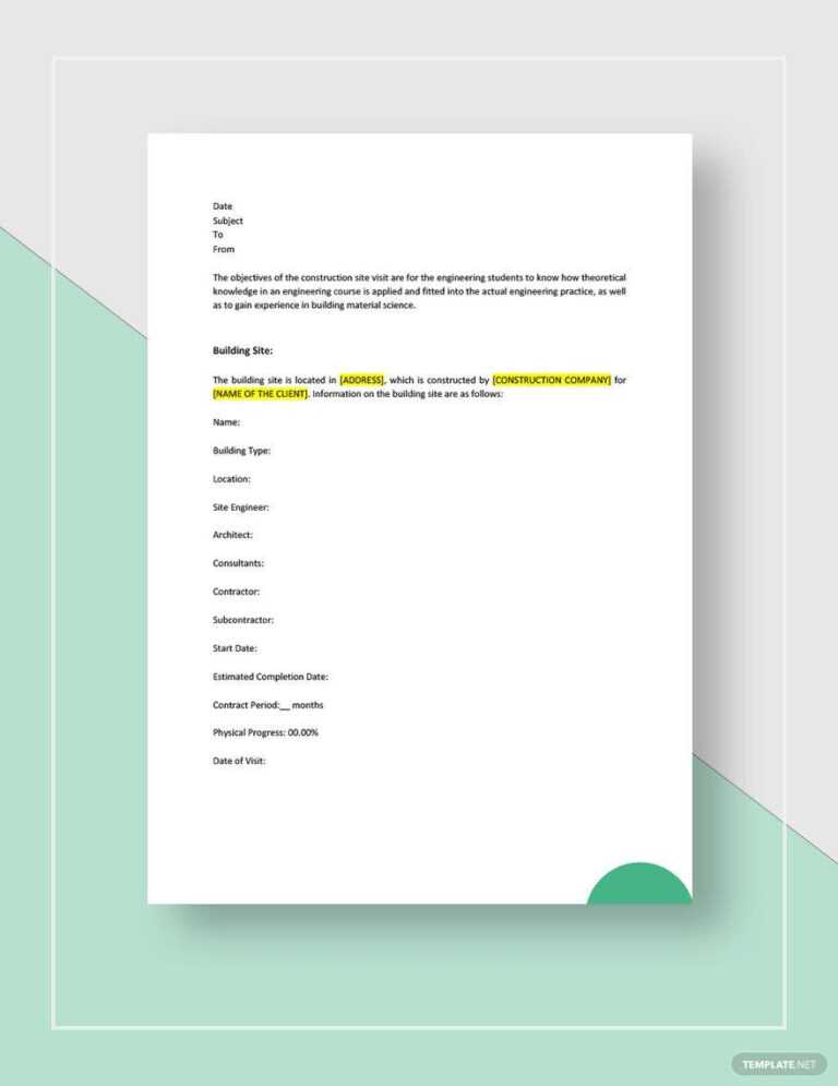 Site Visit Report Template – Google Docs, Word, Apple Pages With Regard ...