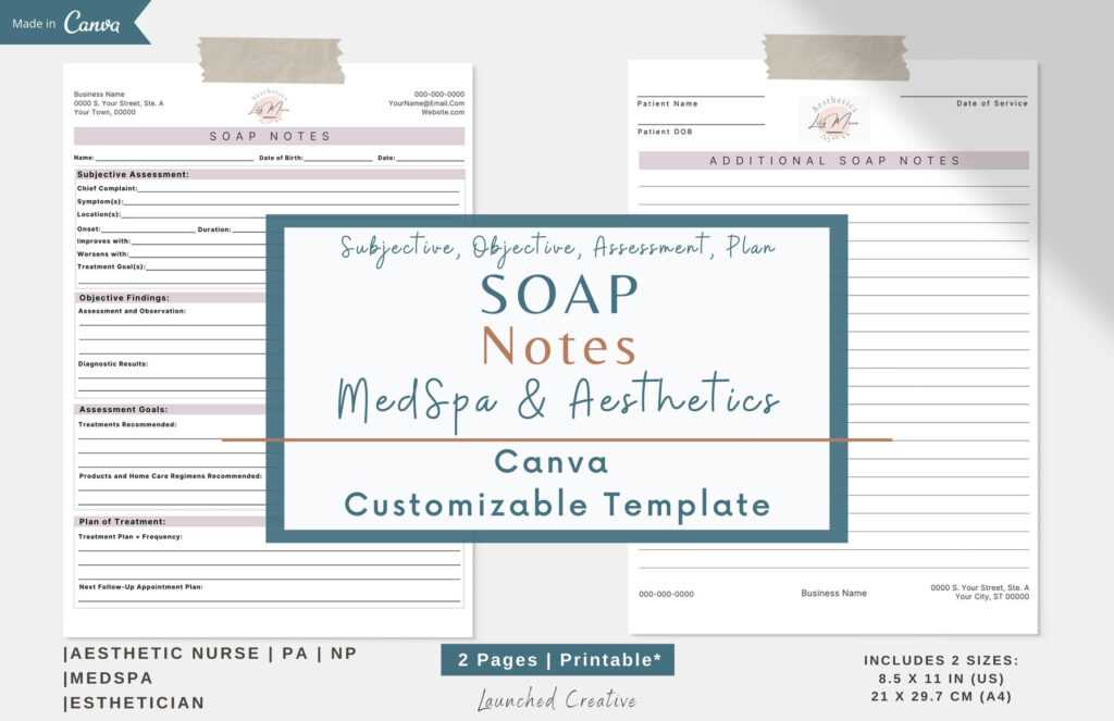SOAP Note Template Aesthetic MedSpa Esthetician SOAP Note – Etsy ...