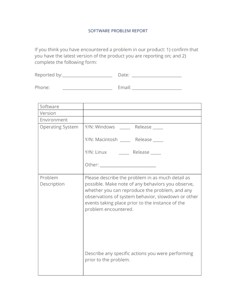 Software Problem Report – 10 Easy Steps With Regard To Software Problem ...