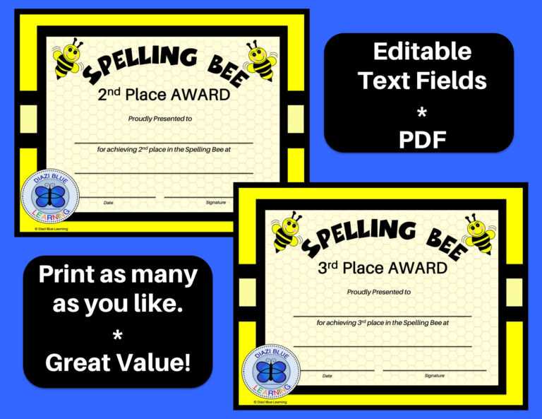 Spelling Bee Award Certificates Spelling Bee Certificates – Etsy ...