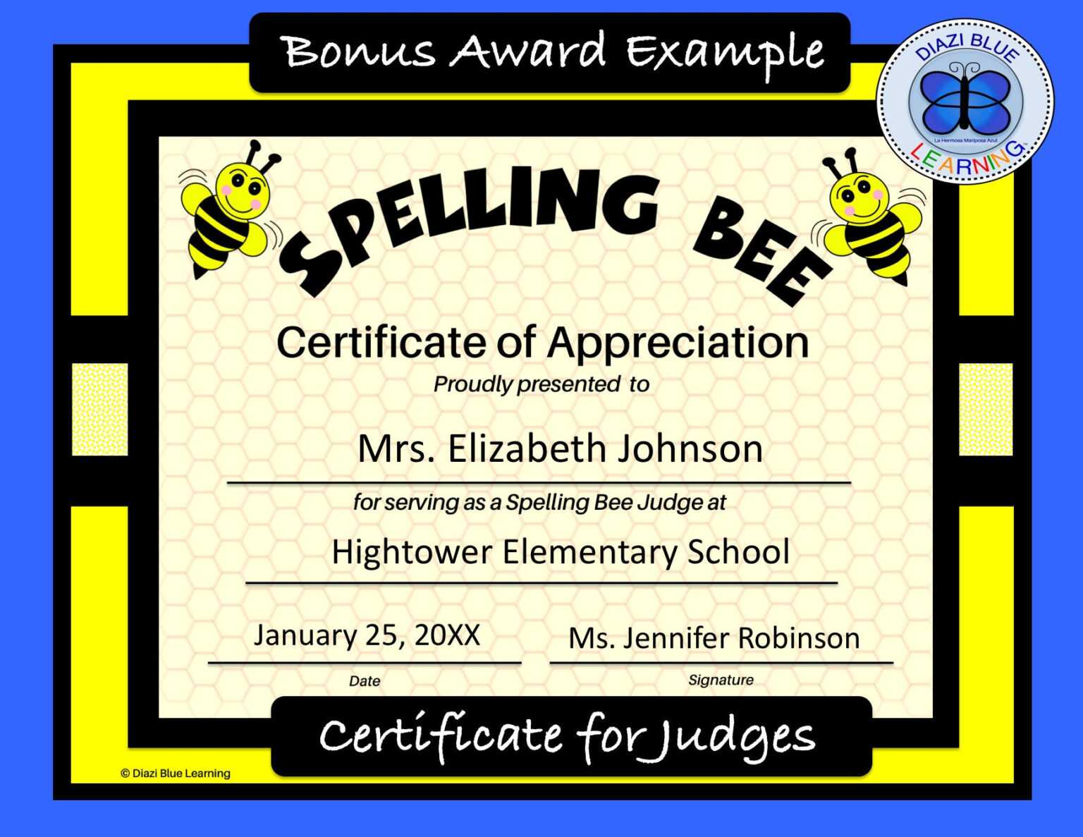 Spelling Bee Award Certificates Spelling Bee Certificates – Etsy ...