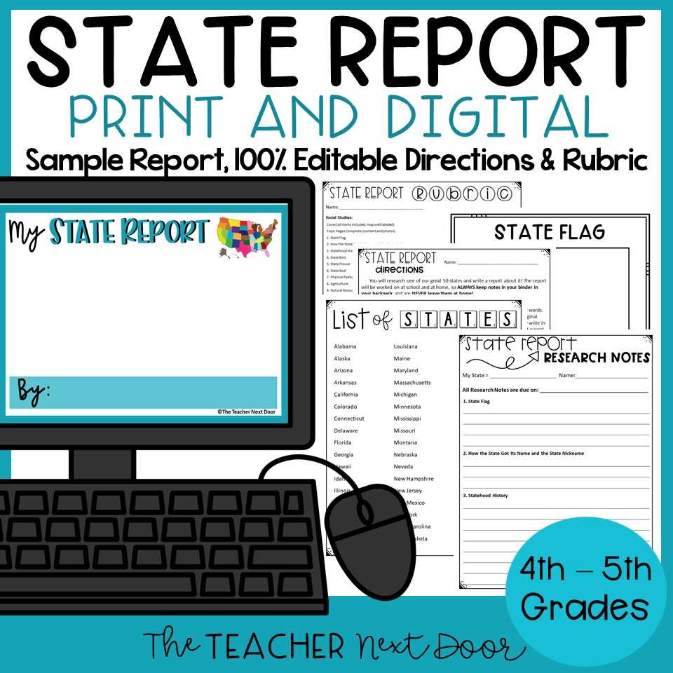 State Report Print And Digital – The Teacher Next Door With State ...