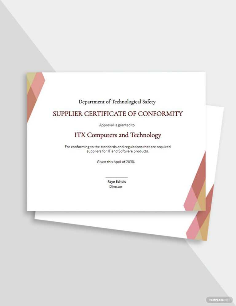 Supplier Certificate Of Conformance Template – Google Docs With ...