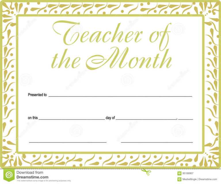 Teacher Of The Month Certificate With Version Available Stock ...