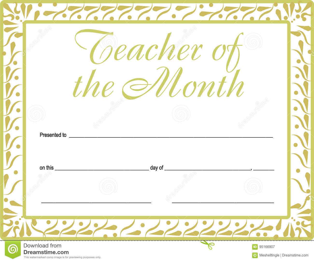 Teacher Of The Month Certificate With Version Available Stock ...