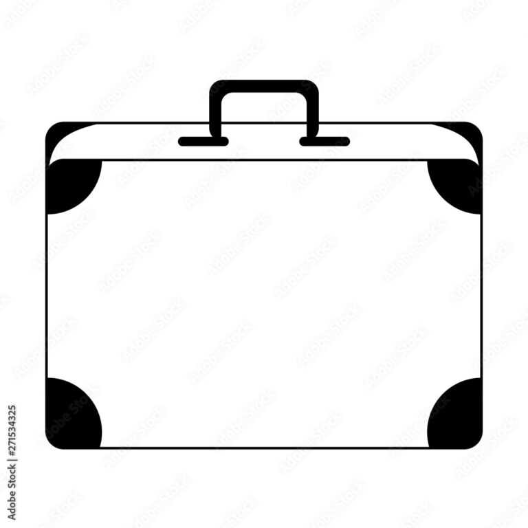 Travel Suitcase With Stamps Cartoon Isolated In Black And White For ...