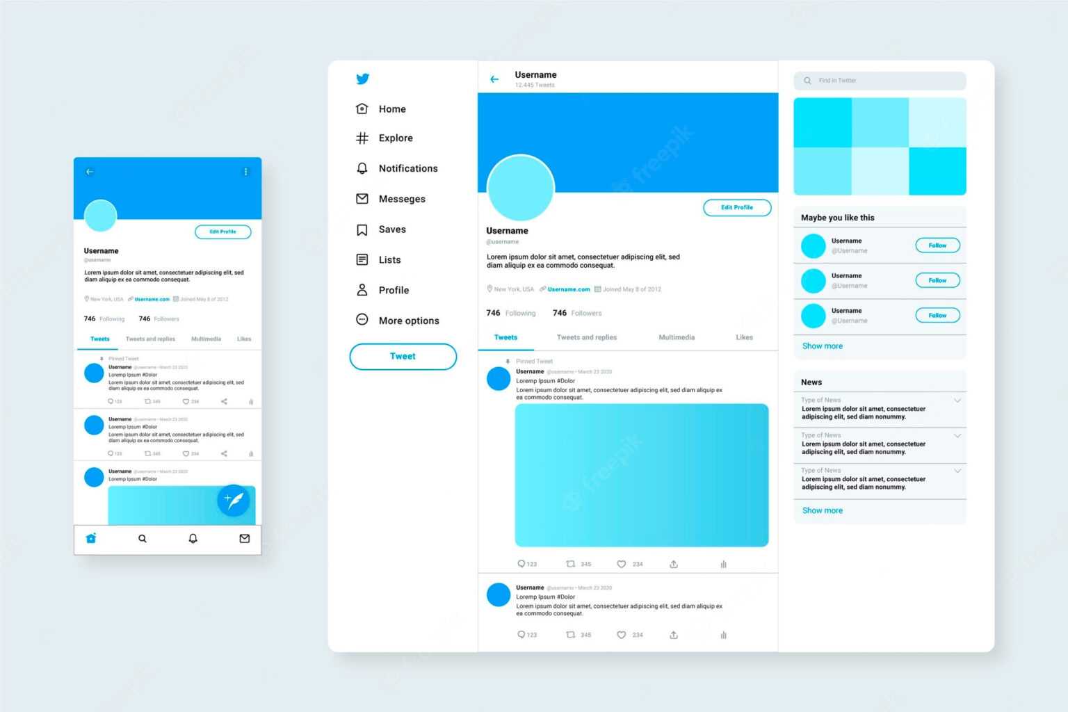 Twitter Profile Template Vectors & Illustrations For Free Download With ...