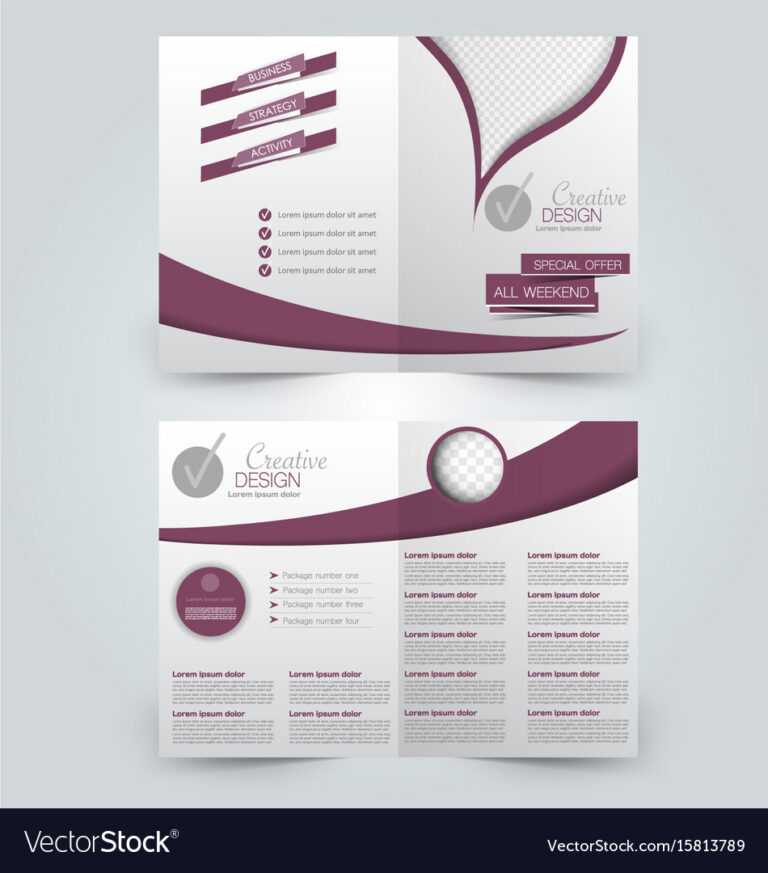 Two Page Fold Brochure Template Design Royalty Free Vector In One Sided ...