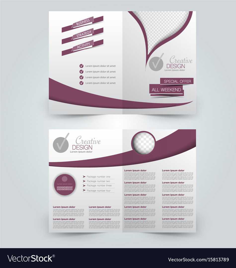 Two Page Fold Brochure Template Design Royalty Free Vector In One Sided Brochure Template ...