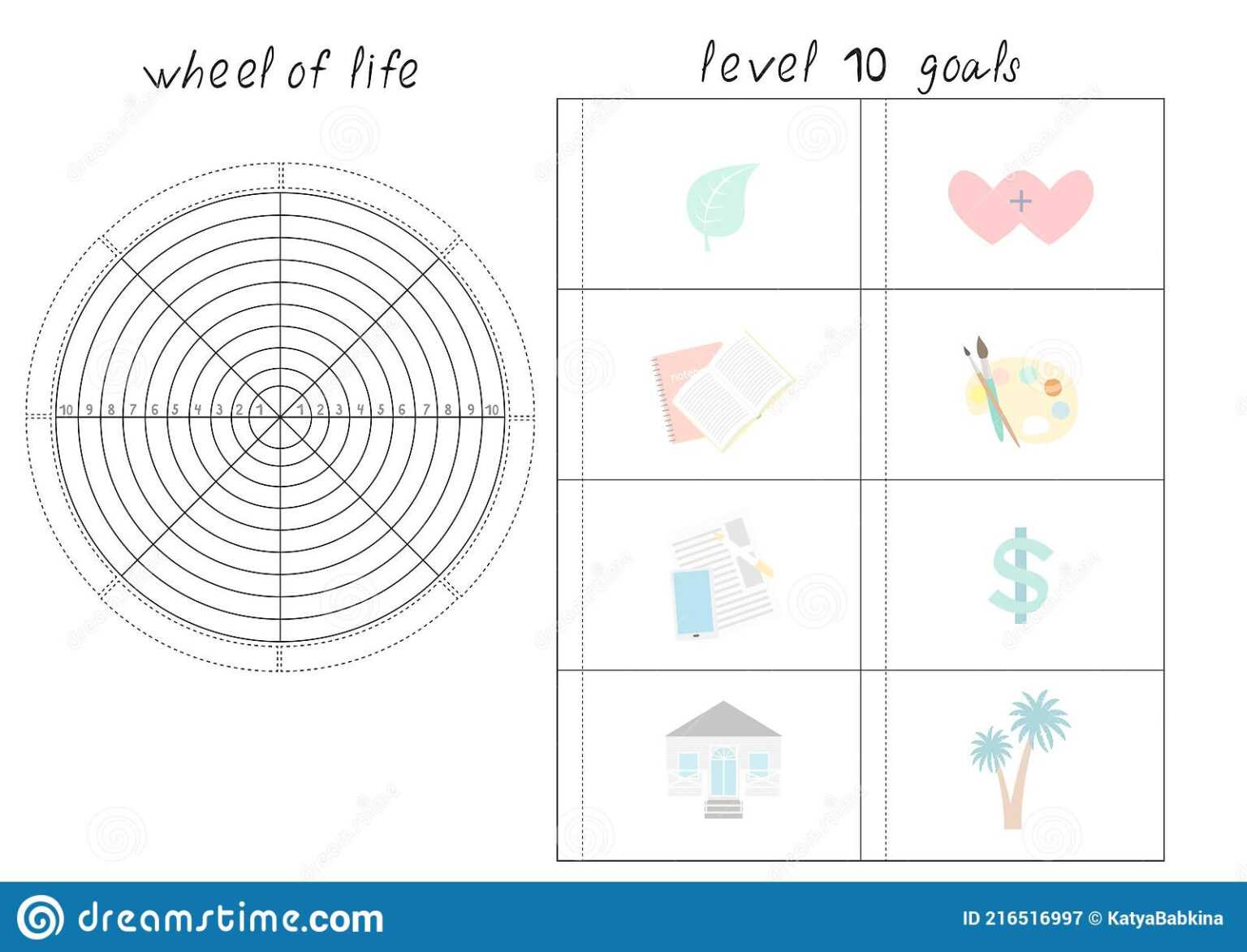 Vector Illustration With Wheel Of Life – Diagram With Blank Lines ...