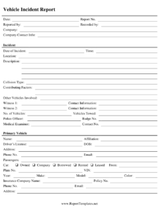 Vehicle Incident Report Form Download Printable PDF Templateroller ...