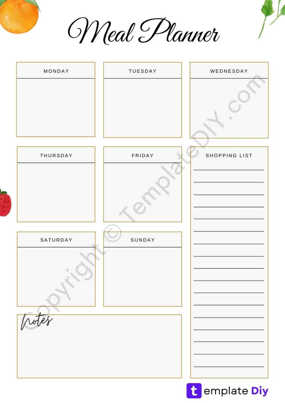 Weekly Meal Planner Printable Template In PDF & Word Intended For Blank ...